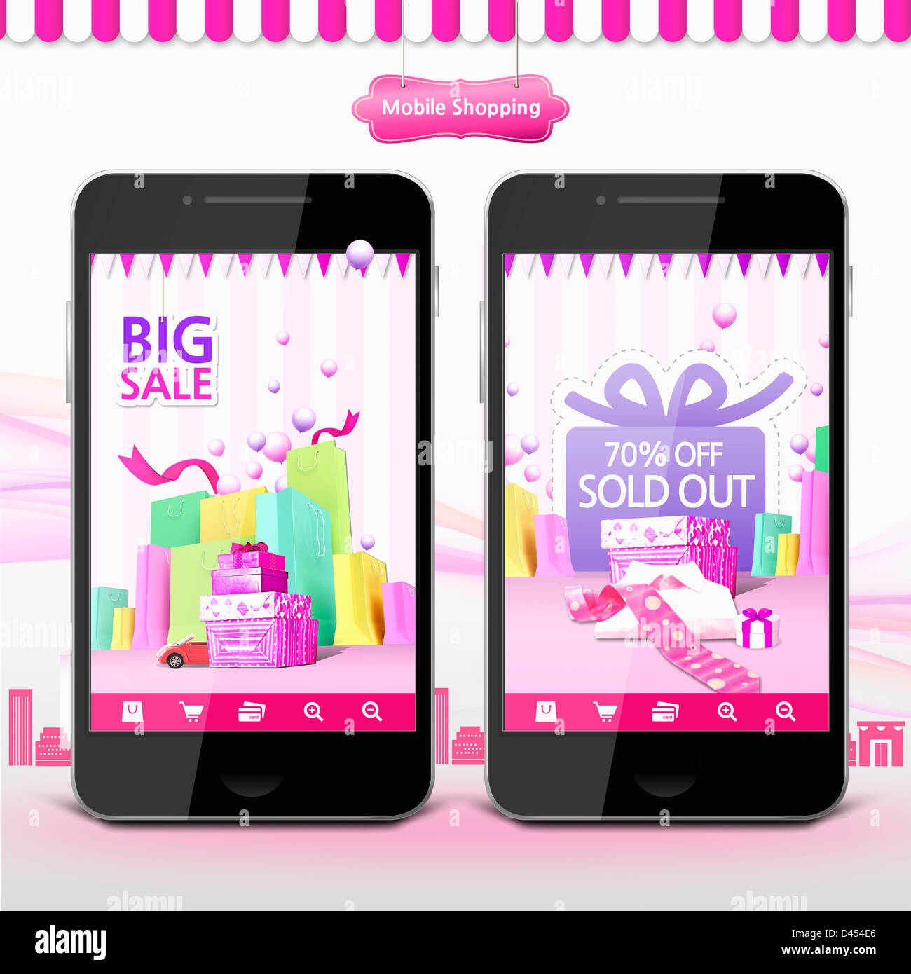 illustration of big sale on mobile shopping screen Stock Photo - Alamy