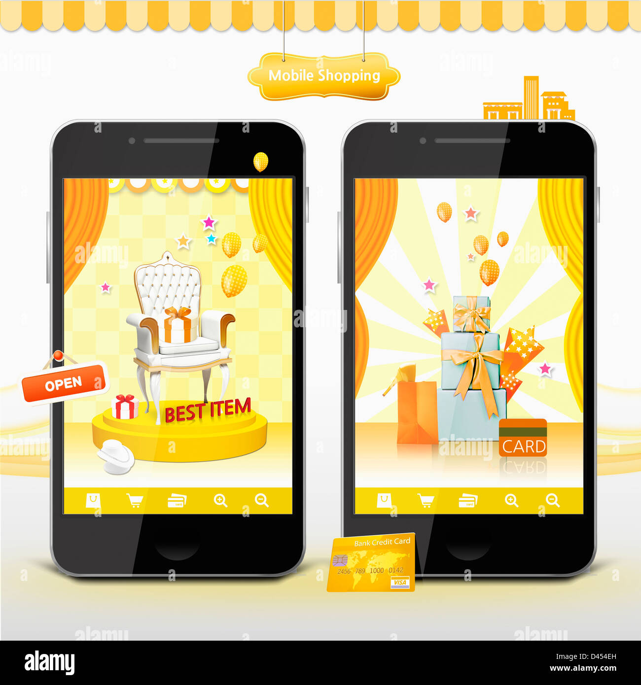 illustration of best items on mobile shopping screen Stock Photo - Alamy