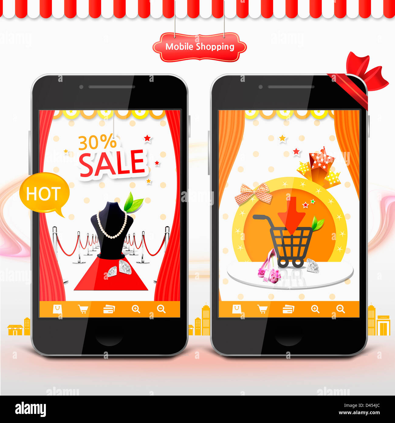 illustration of hot sale on mobile shopping screen Stock Photo - Alamy
