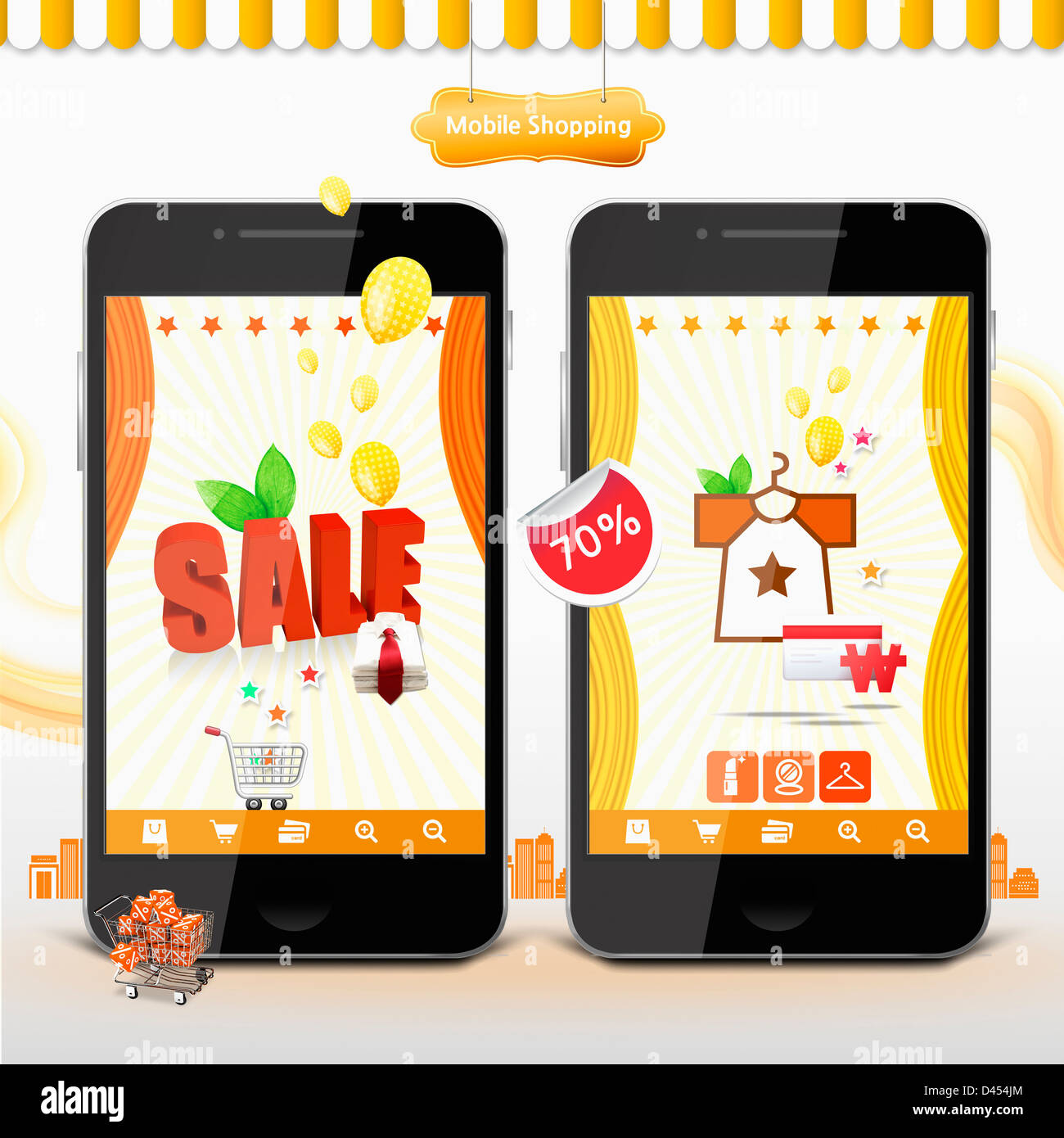 illustration of sale on mobile shopping screen Stock Photo - Alamy