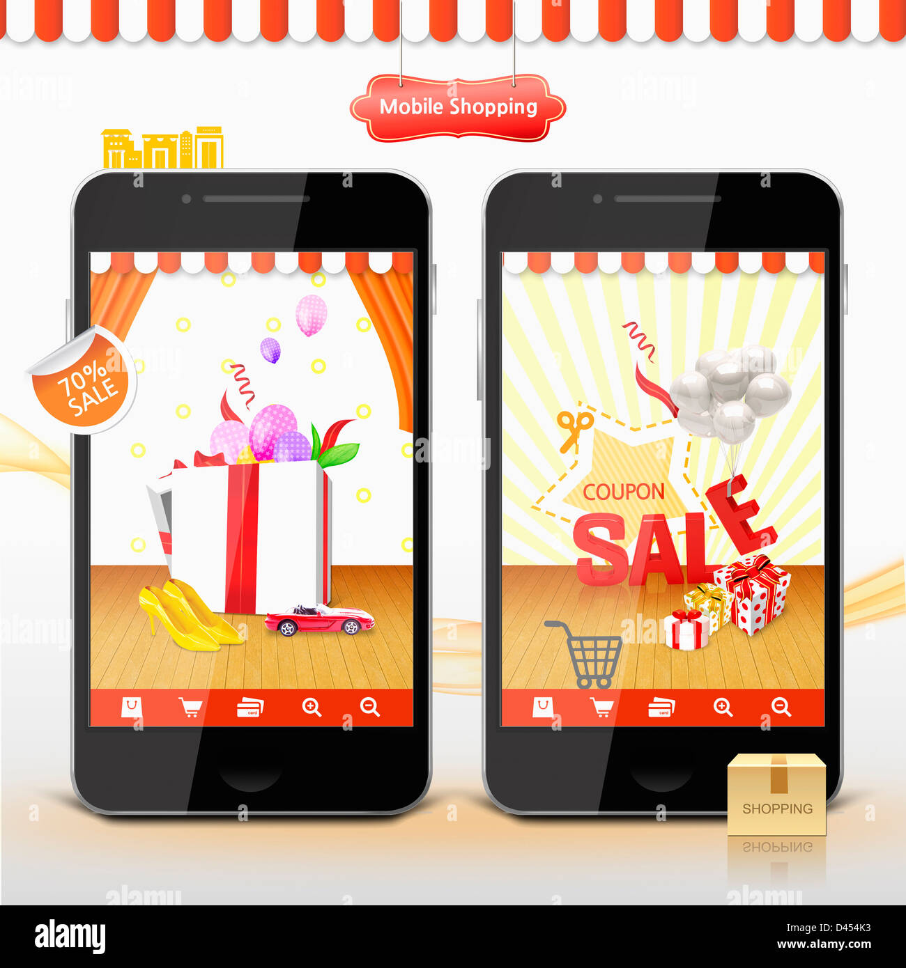 illustration of sale on mobile shopping screen Stock Photo - Alamy