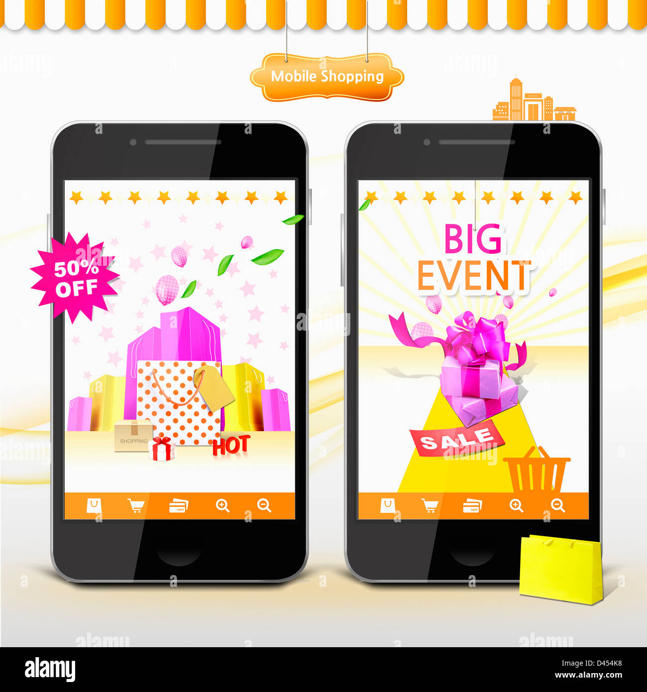 illustration of sale and event on mobile shopping screen Stock Photo ...