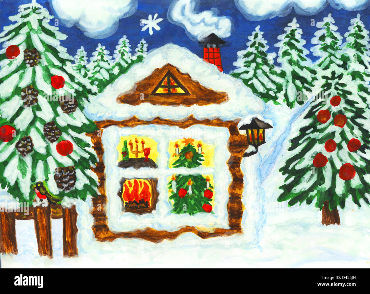 House in forest, Christmas Stock Photo - Alamy