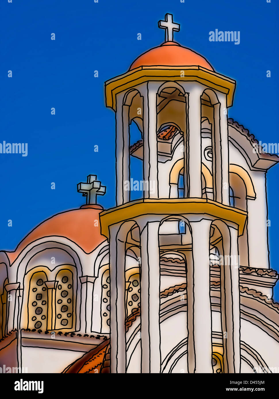 Ierapetra, Crete, Greece. Orthodox Church. Digital drawing from ...