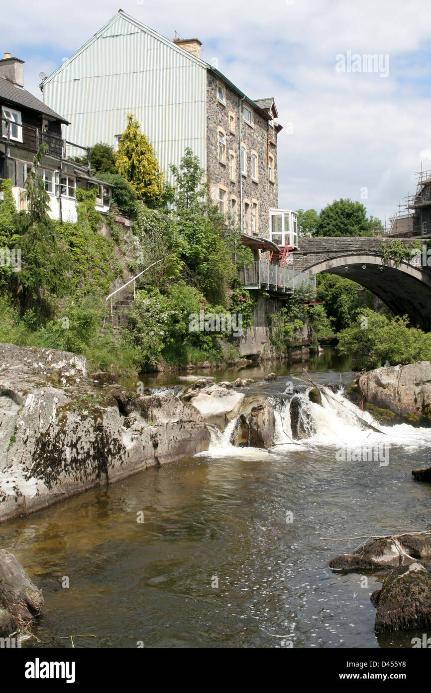 River Wye falls Rhayader Powys Wales UK Stock Photo - Alamy