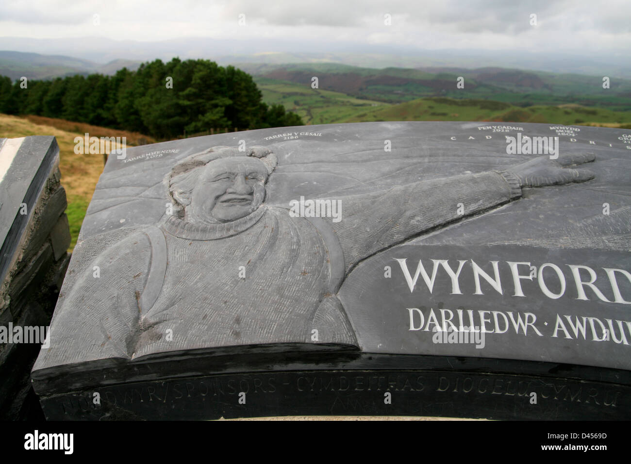 Wynford Vaughan Thomas memorial detail Dylife Powys Wales UK Stock ...