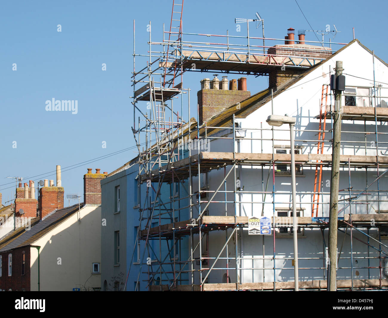 top of house with scaffolding Stock Photo - Alamy