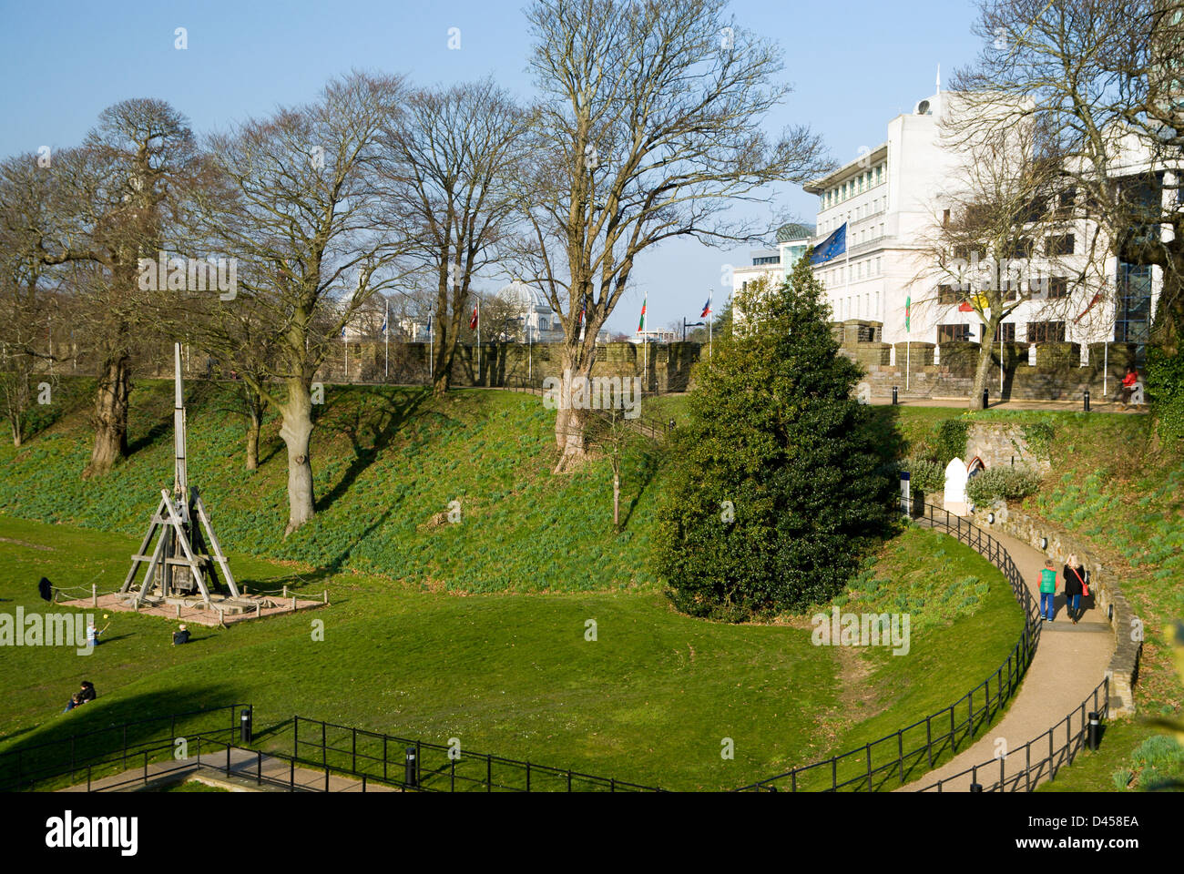 inside of the castle walls cardiff wales Stock Photo - Alamy
