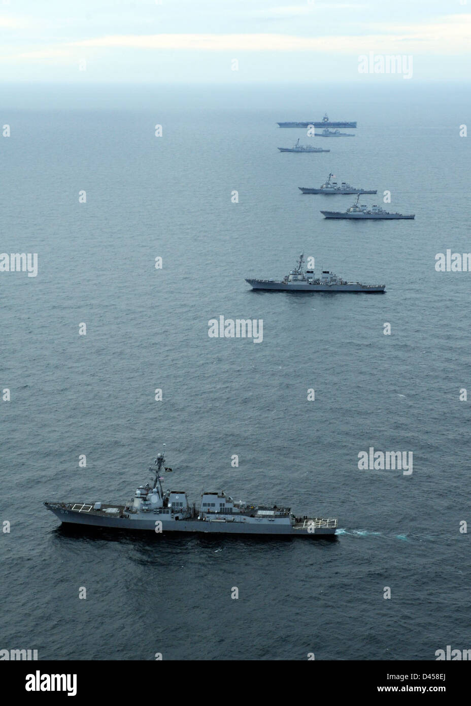 Navy ships maneuver into formation during a Composite Training Unit ...