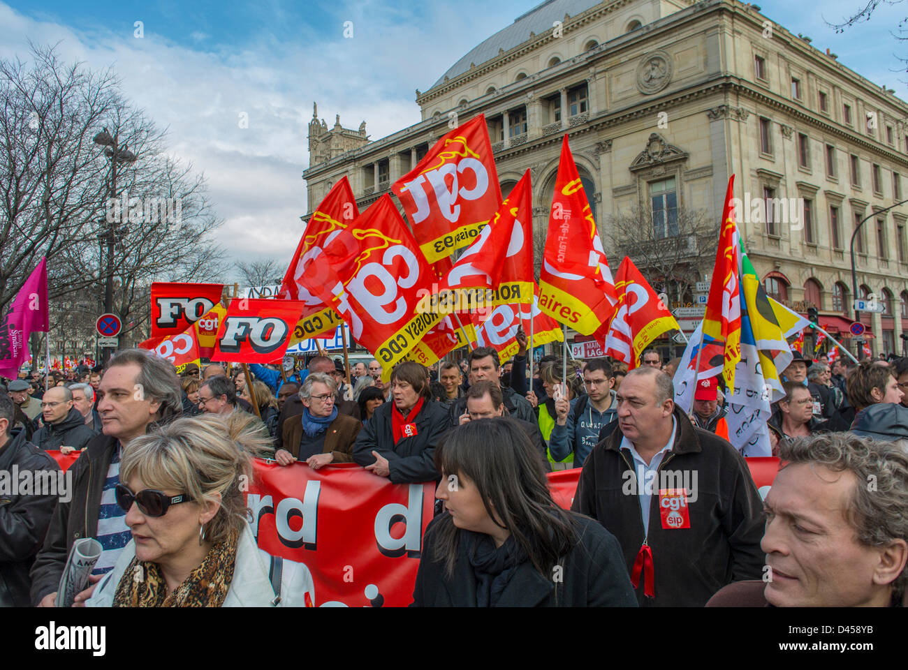 Paris, France. French Labor Trade Unions Protesting Against Government ...