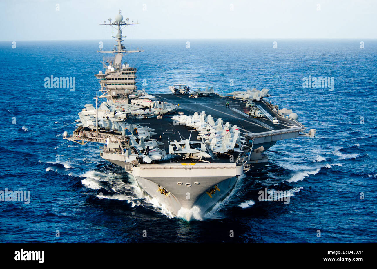 USS John C. Stennis (CVN 74) transits the Pacific Ocean as part of its ...