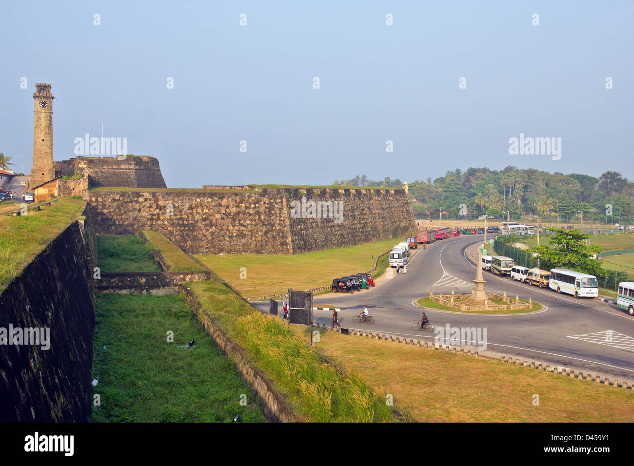 GALLE FORT WALLS AND CLOCK TOWER WITH ROAD THROUGH MAIN GATE Stock ...
