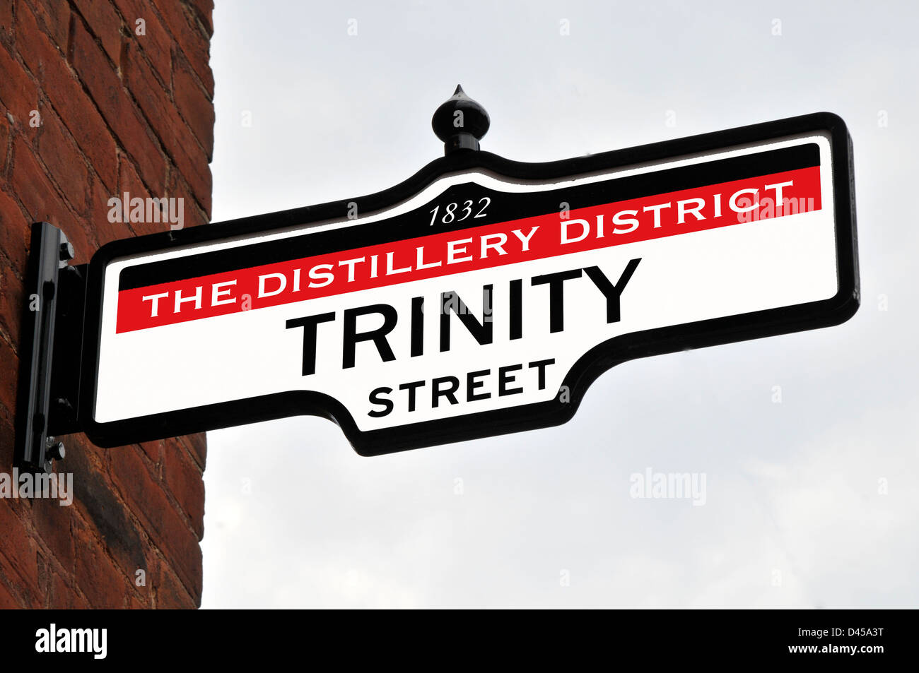 Trinity street Distillery District, major street sign in downtown ...
