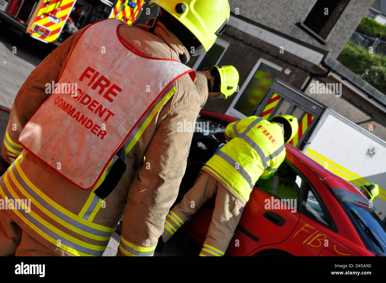 Fire fighters at work Stock Photo - Alamy