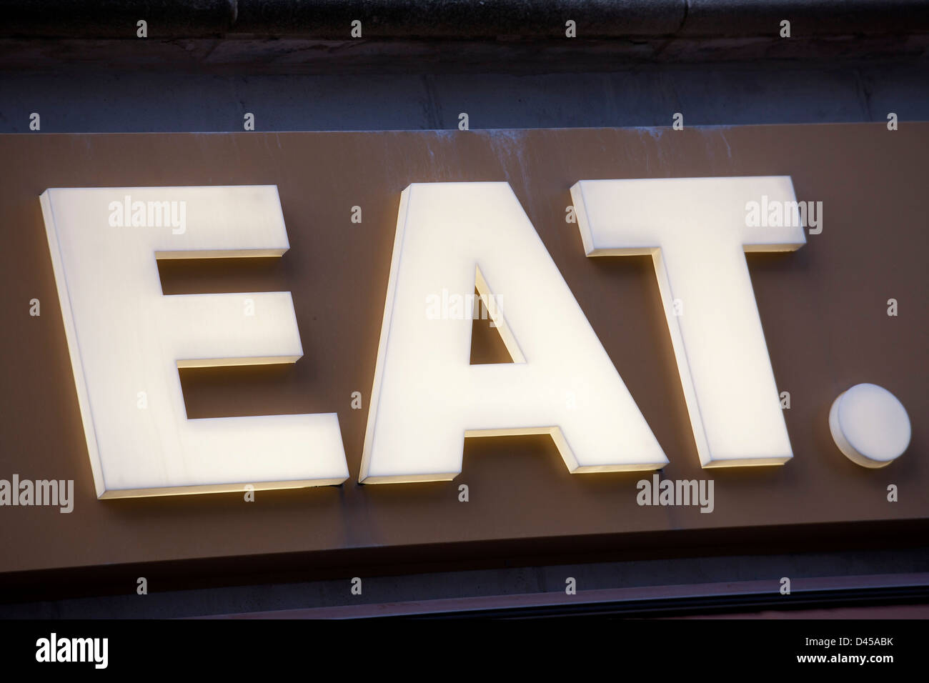 Sign for food chain EAT Stock Photo - Alamy