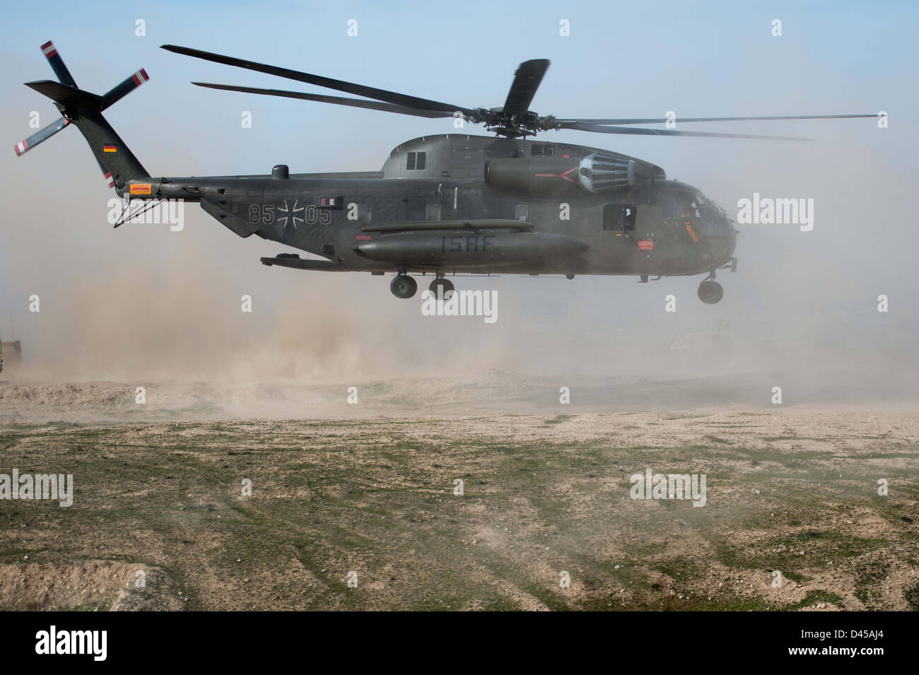 Afghanistan. 5th March 2013. A CH 53 transport helicopter takes off at ...
