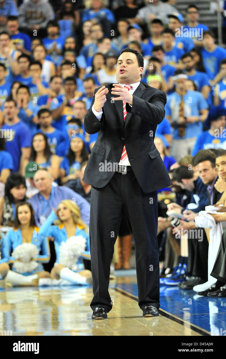 March 2, 2013: Sean Miller Head Coach of Arizona in action during the ...