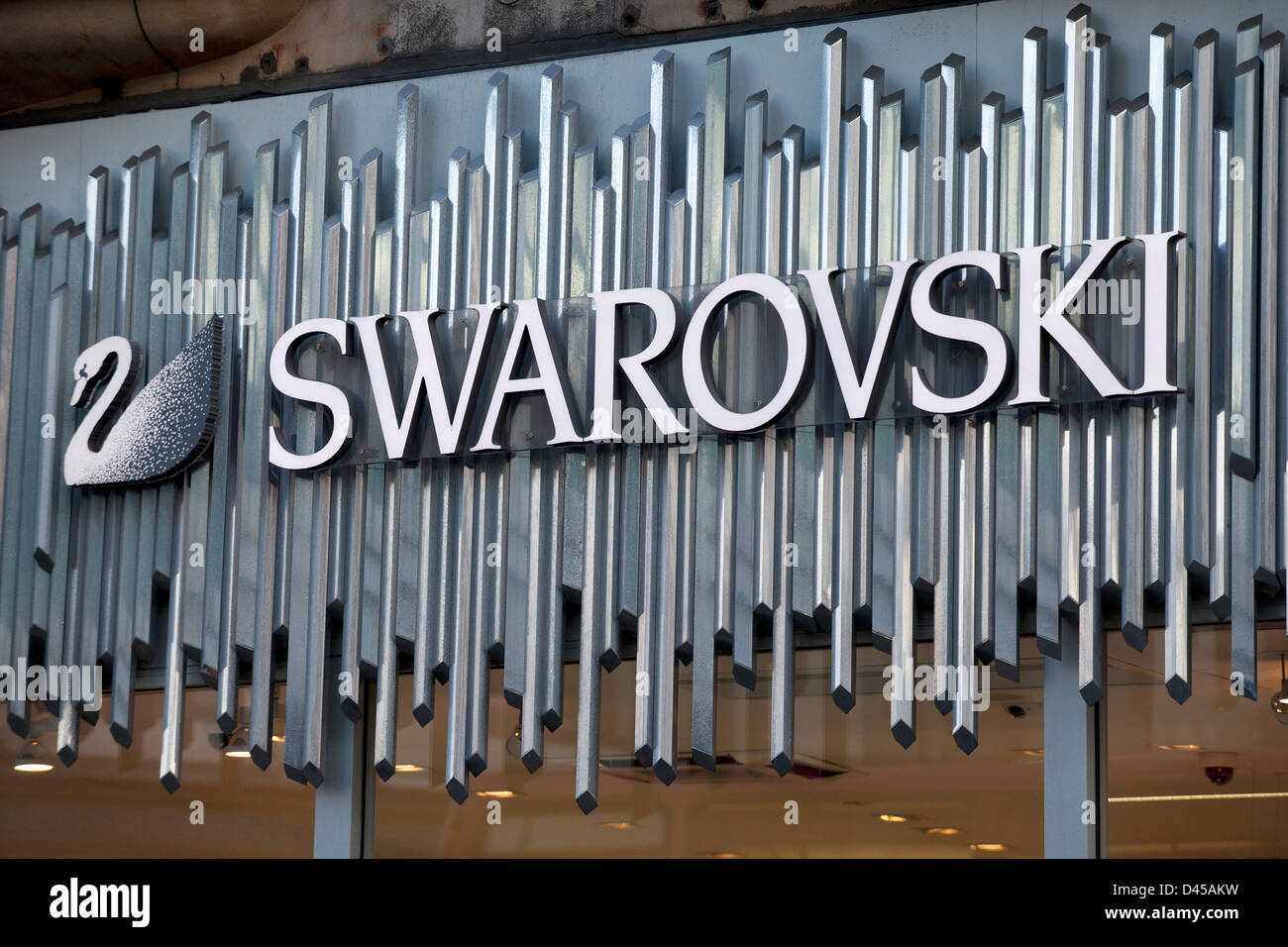 Sign for luxury jewellery and crystal shop Swarovski Stock Photo - Alamy
