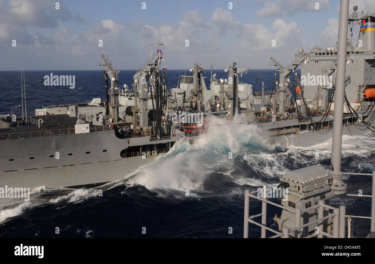 Underway replenishment (UNREP) is conducted by U.S. Navy ships to ...