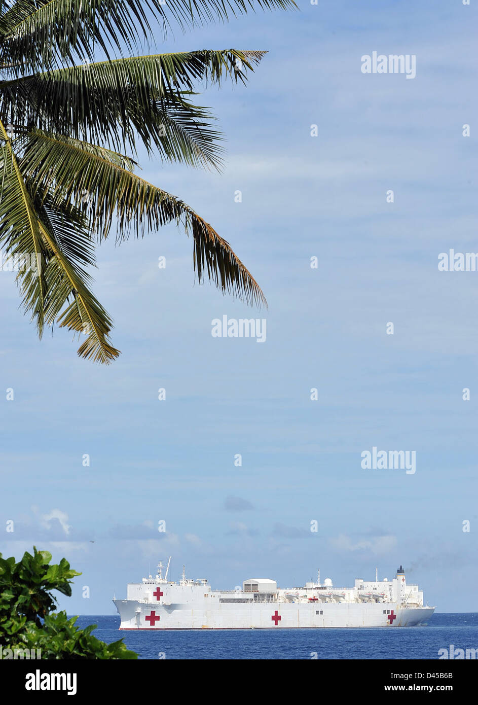 The USNS Mercy anchors off the coast of the Sangihe Islands to provide ...
