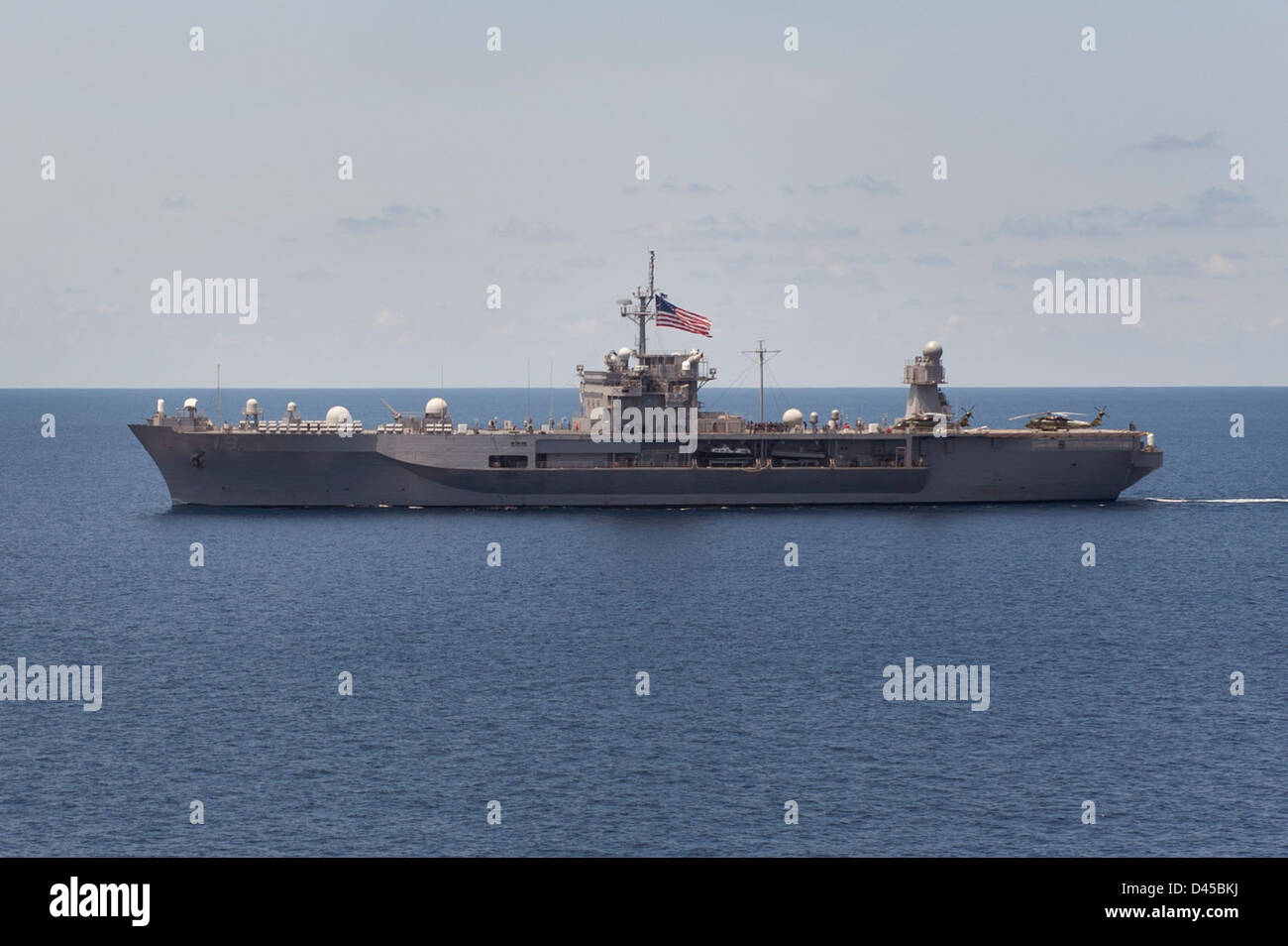 The U.S. 7th Fleet flagship USS Blue Ridge is viewed from the USS Pearl ...