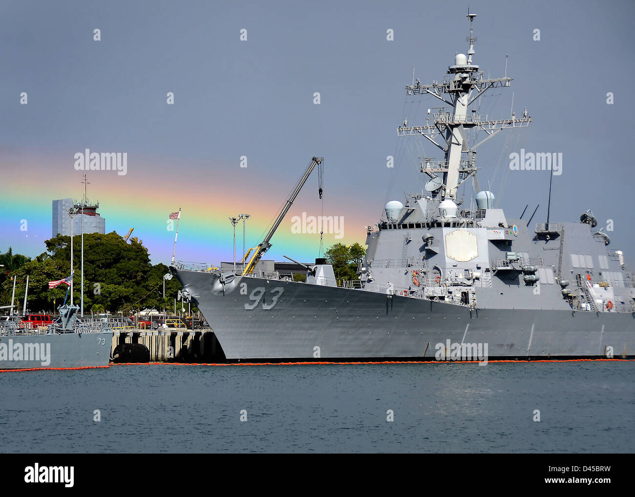 The USS Chung-Hoon is docked at Joint Base Pearl Harbor-Hickam after a ...