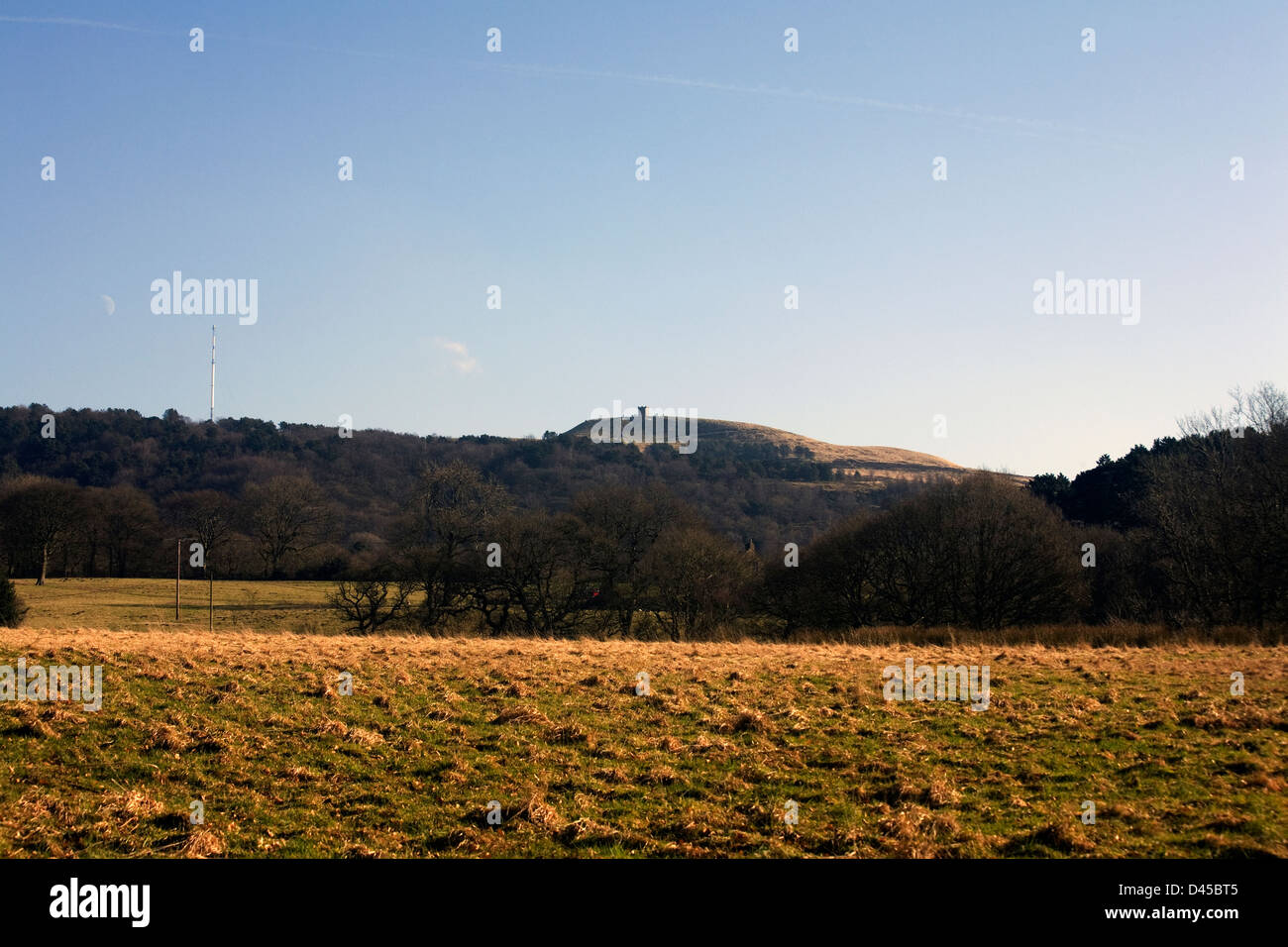 Television masts on top of Winter Hill in winter and Rivinington Pike ...
