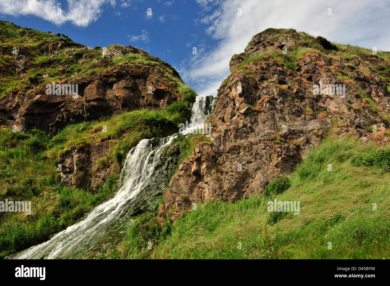 Woodston Burn Waterfall at St. Cyrus National Nature Reserve Stock ...
