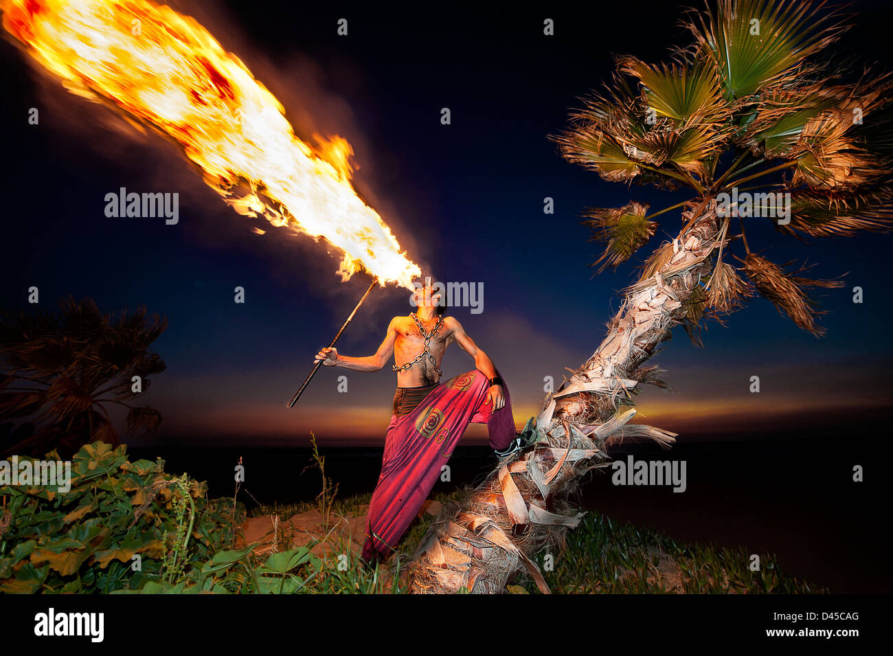 Fire Breather Performer Stock Photo - Alamy