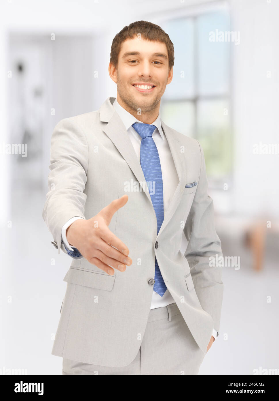man with an open hand ready for handshake Stock Photo - Alamy