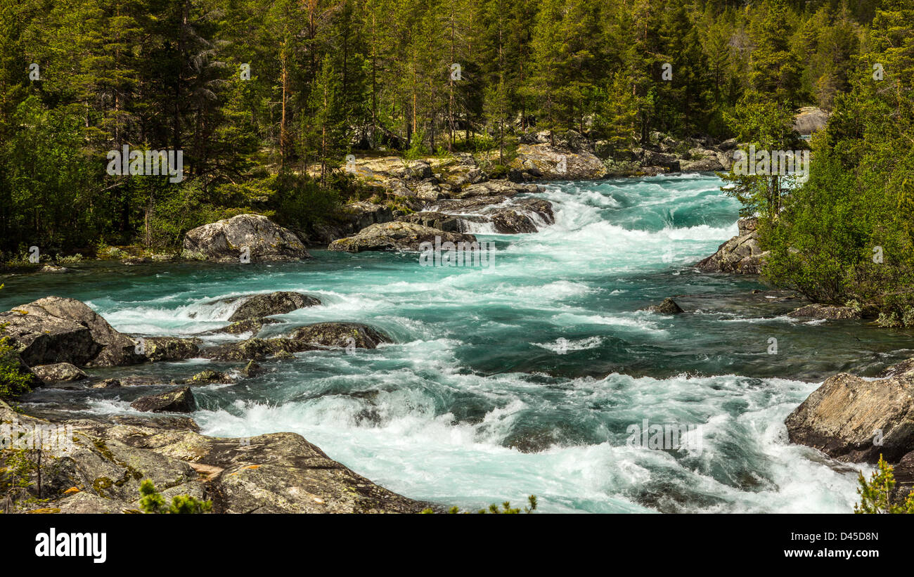 Norwegian river, turquoise water Stock Photo - Alamy