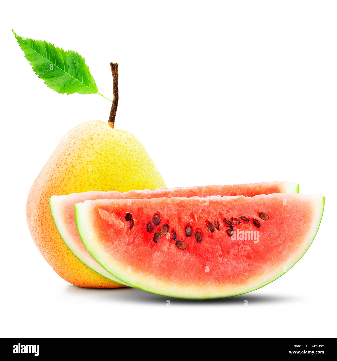 Pear and watermelon composition Stock Photo - Alamy