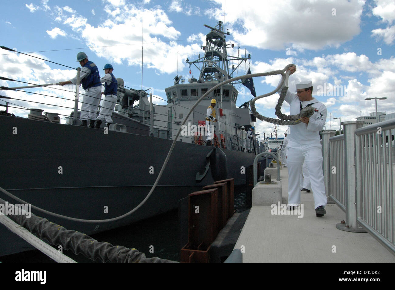 A Sailor in Michigan receives Line 1, a military term for receiving ...