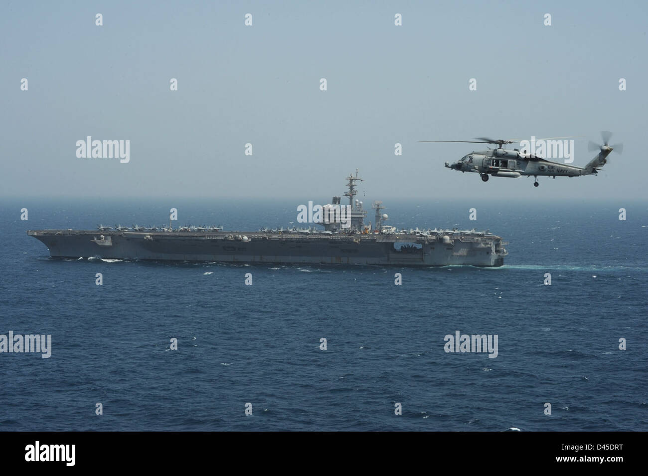 A Sea Hawk heliccopter above USS Dwight D. Eisenhower Stock Photo - Alamy
