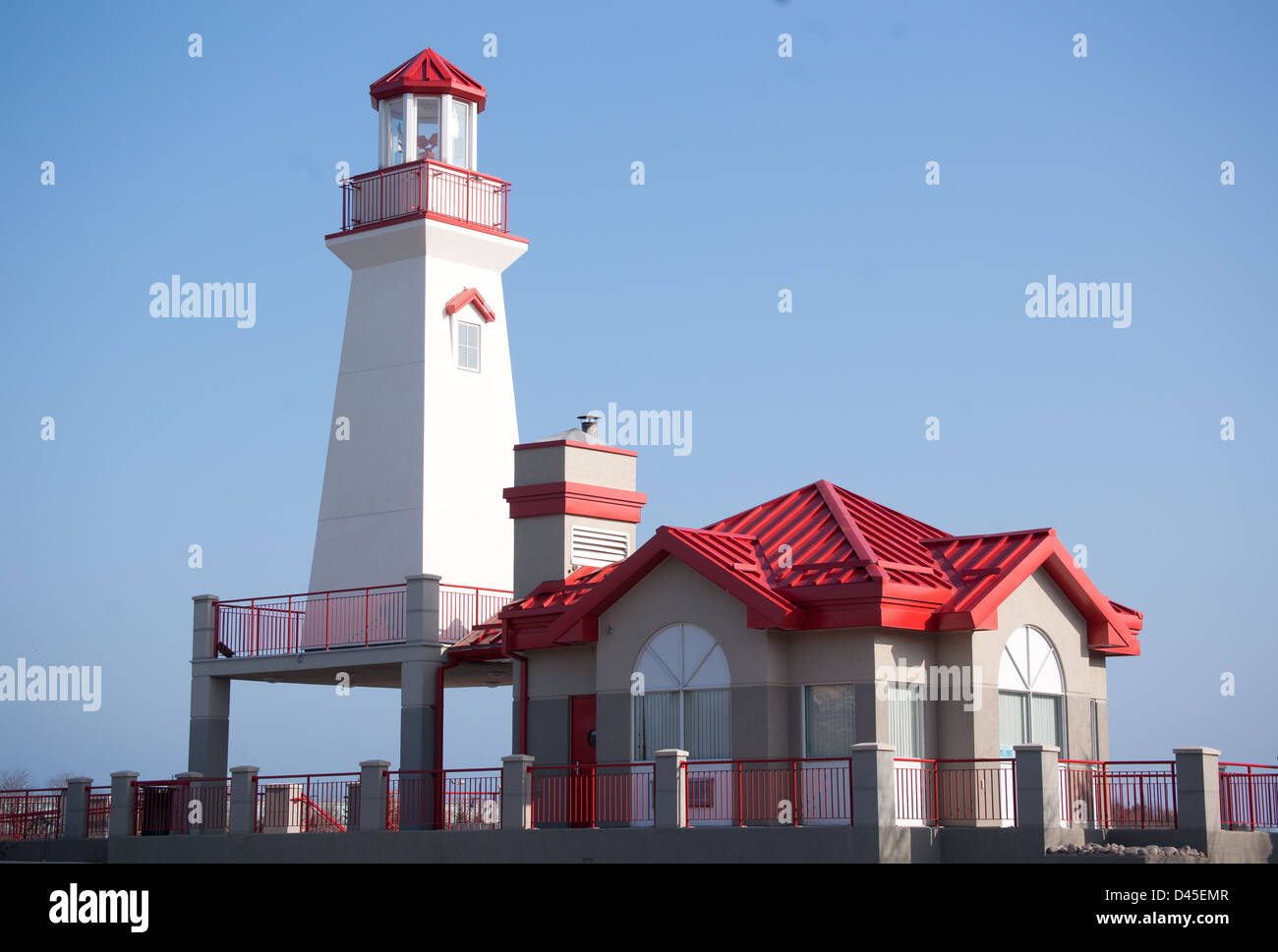 unusual colorful lighthouse, located in Port Credit, near Toronto ...
