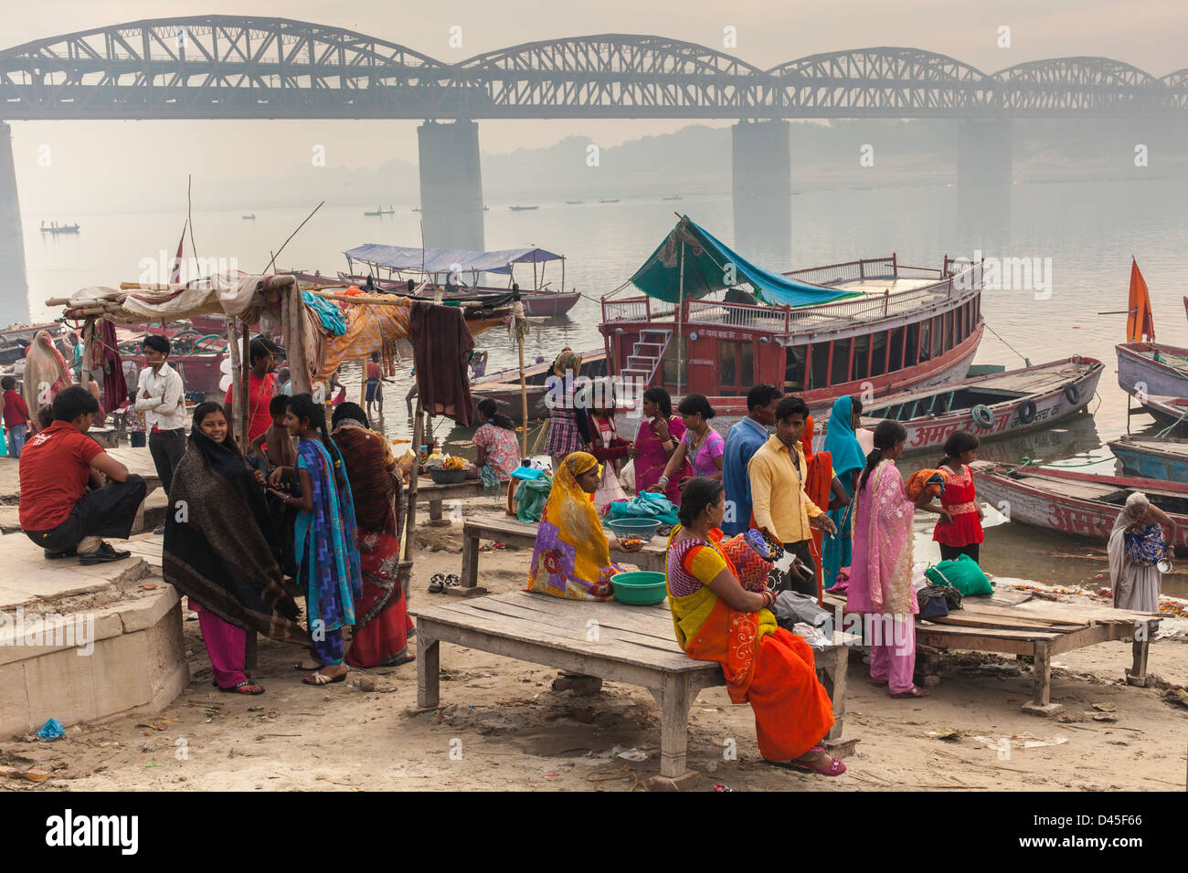 group of women by the Ganges River, Varanasi, India Stock Photo - Alamy