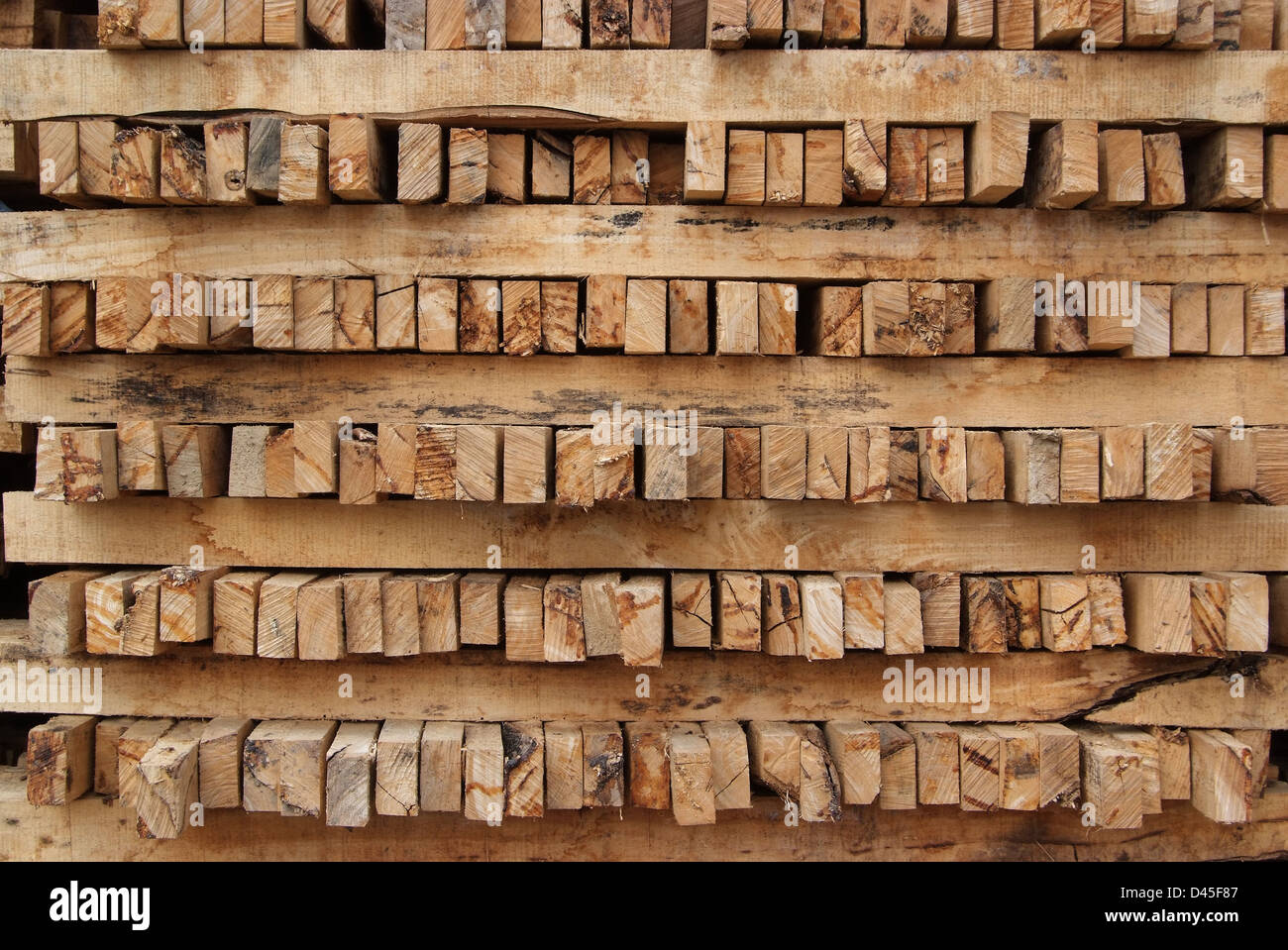 A pile of cut wood for construction ( texture, background, pattern ...