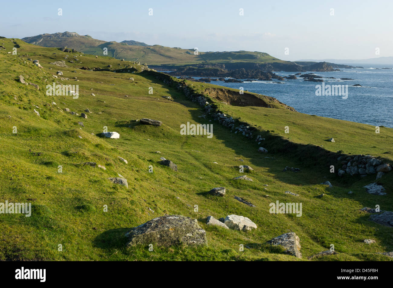 Remnants of stone age fortification on top of cliffs on the rugged ...