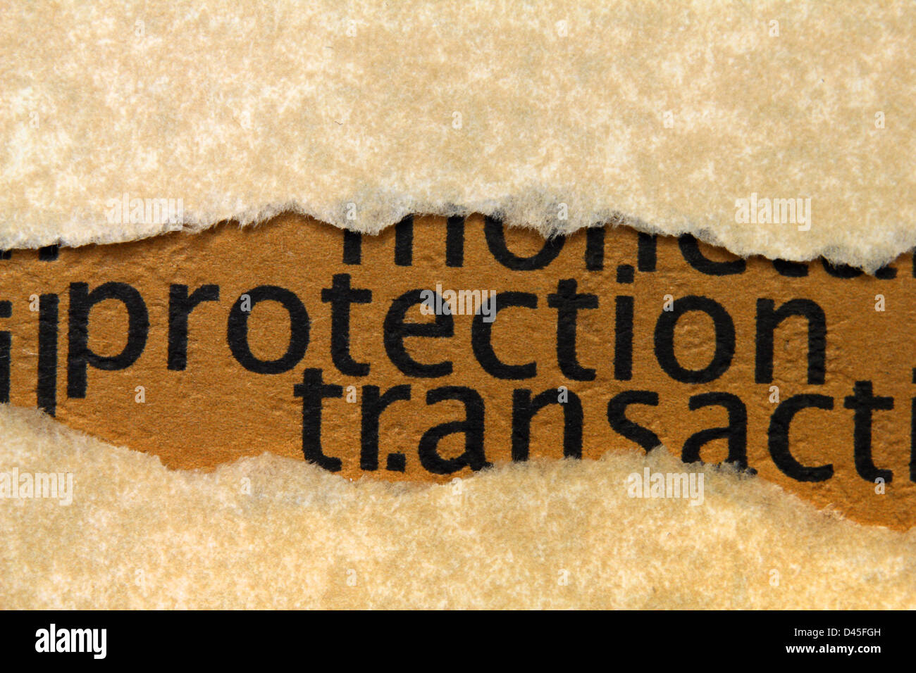 Protection text on paper hole Stock Photo - Alamy