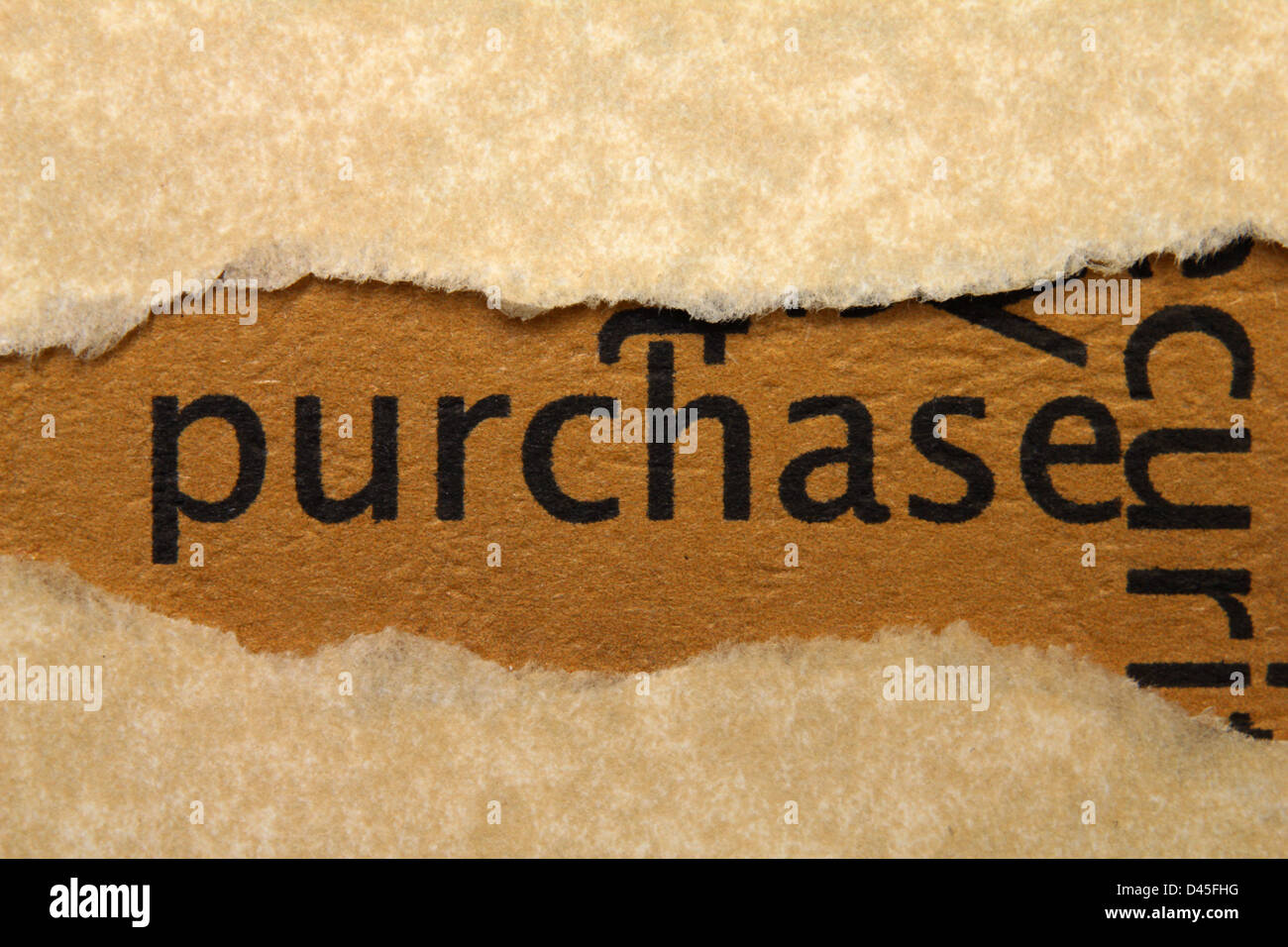 Purchase text on paper hole Stock Photo - Alamy