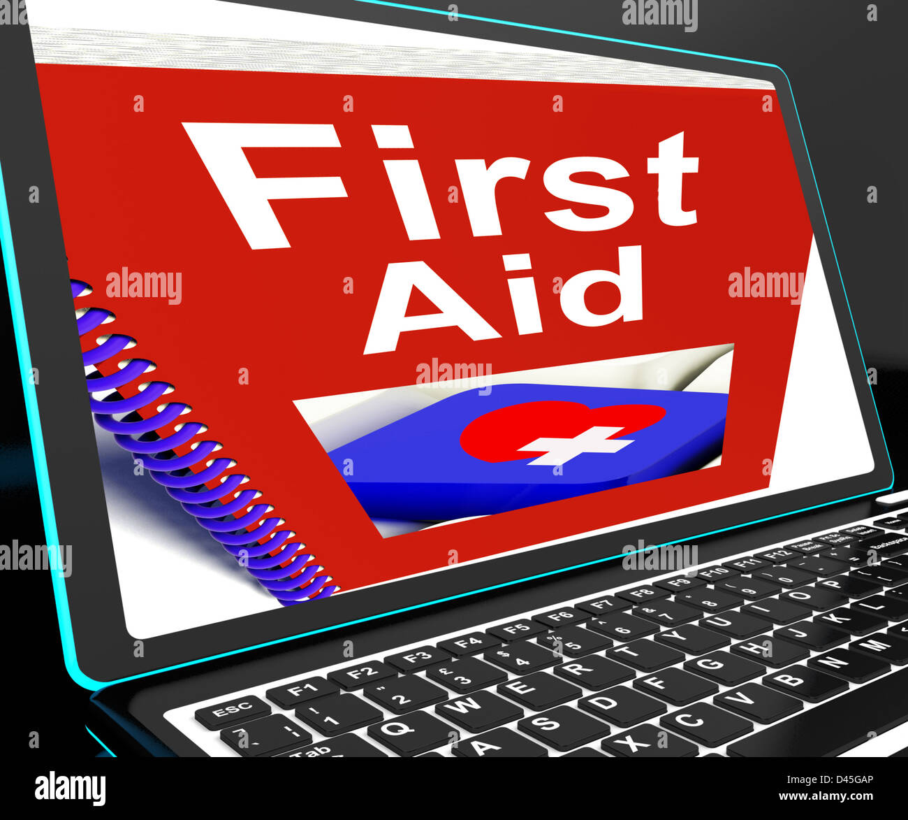 First Aid On Laptop Shows Medical Assistance Or Emergency Treatment ...