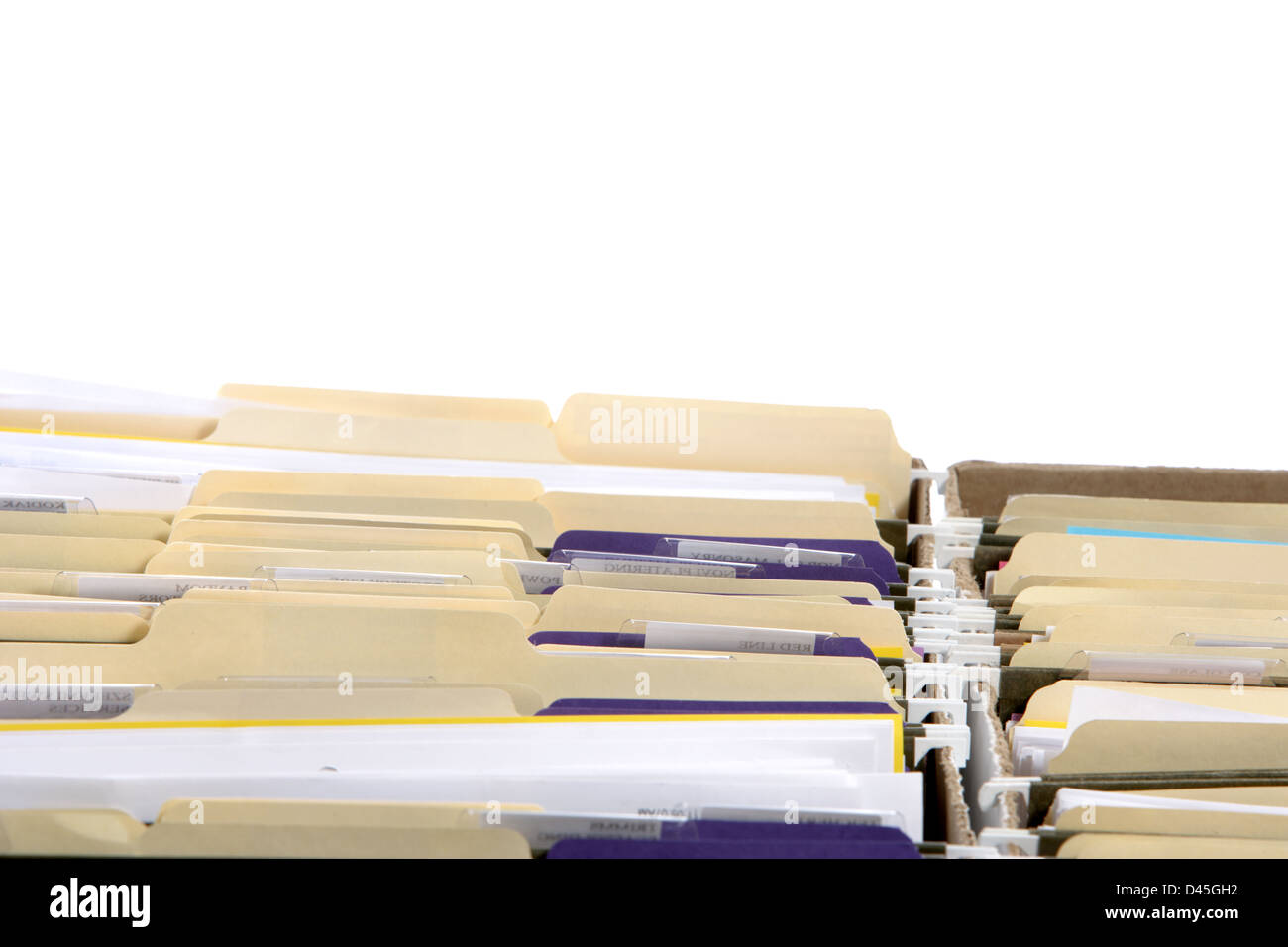 Rows of file forler filled with paperwork in an office Stock Photo - Alamy