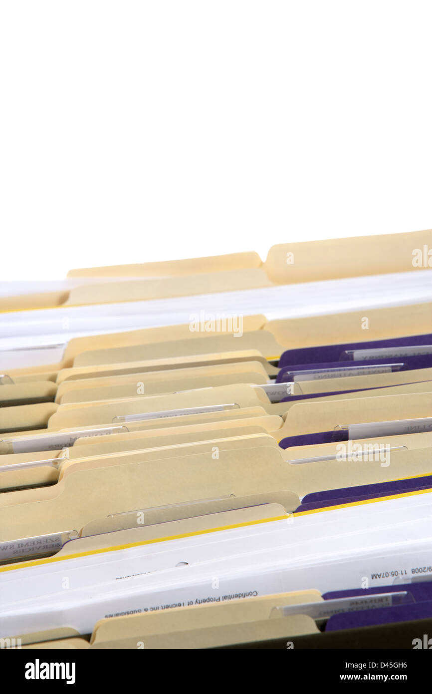 Rows of file forler filled with paperwork in an office Stock Photo - Alamy