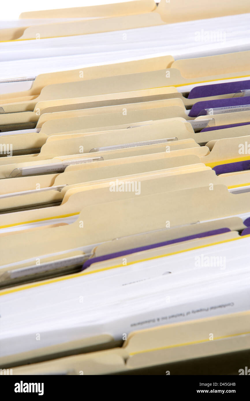 Rows of file forler filled with paperwork in an office Stock Photo - Alamy