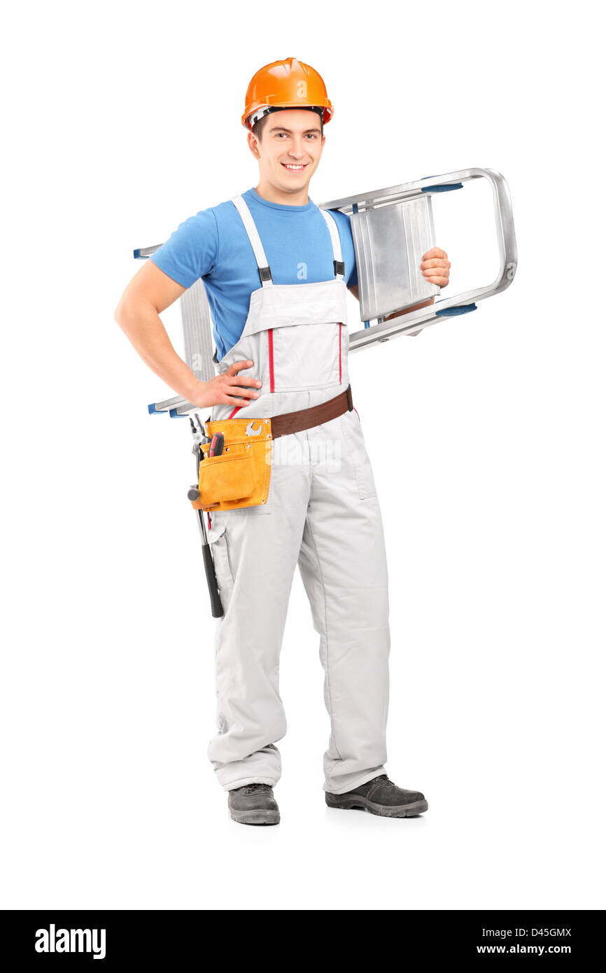 Construction worker holding ladder hi-res stock photography and images ...