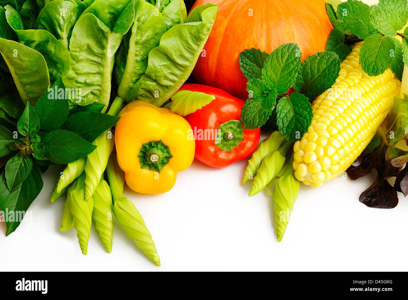 fresh vegetable with leaves on white background Stock Photo - Alamy