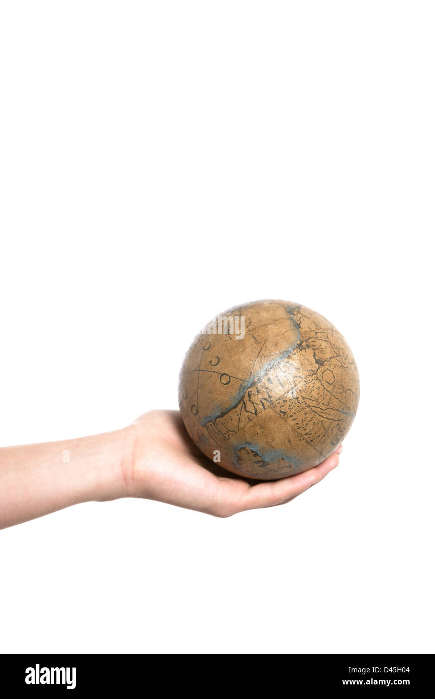A person holding the world in there hand Stock Photo - Alamy