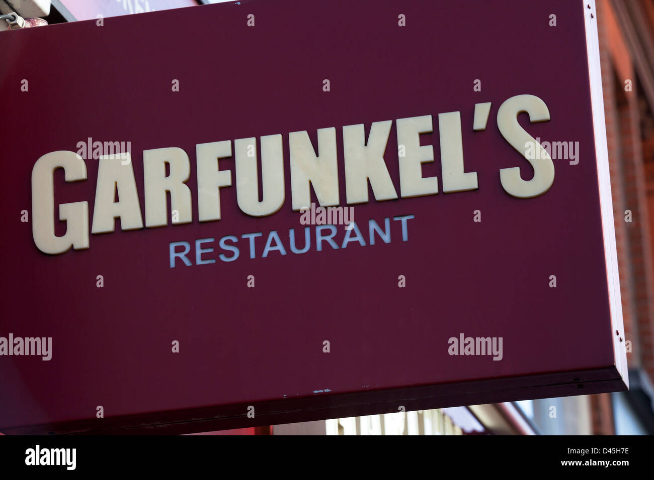 Sign for restaurant chain Garfunkel's Stock Photo - Alamy