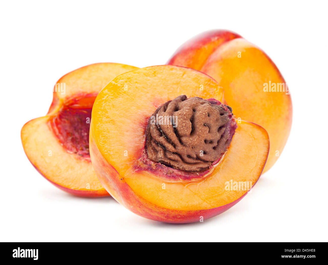 Nectarine peach family fruit isolated on white Stock Photo - Alamy