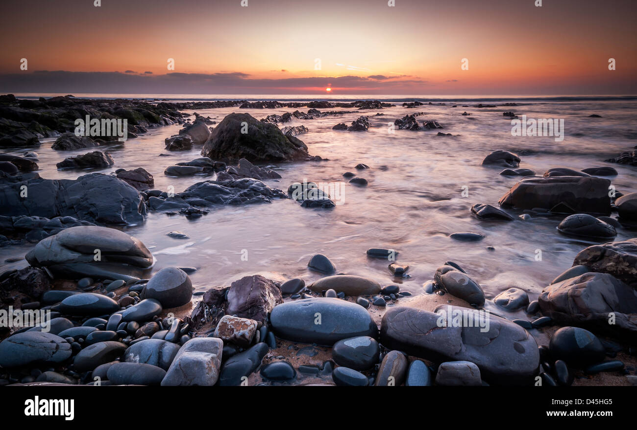 sunset at sandymouth bay,cornwall Stock Photo - Alamy
